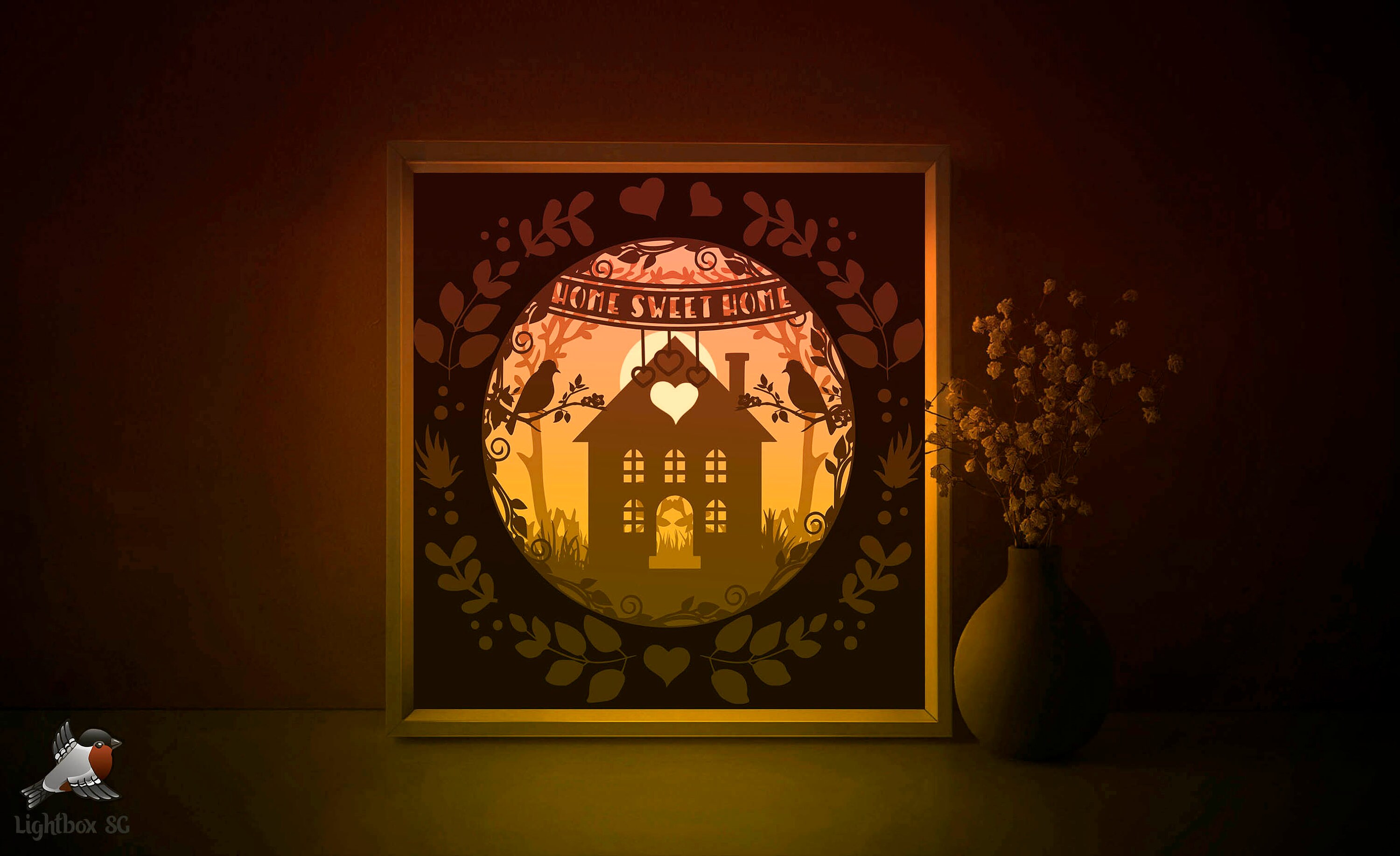 Home Sweet Home Shadow Box SVG Template Cute Card Papercut - Etsy