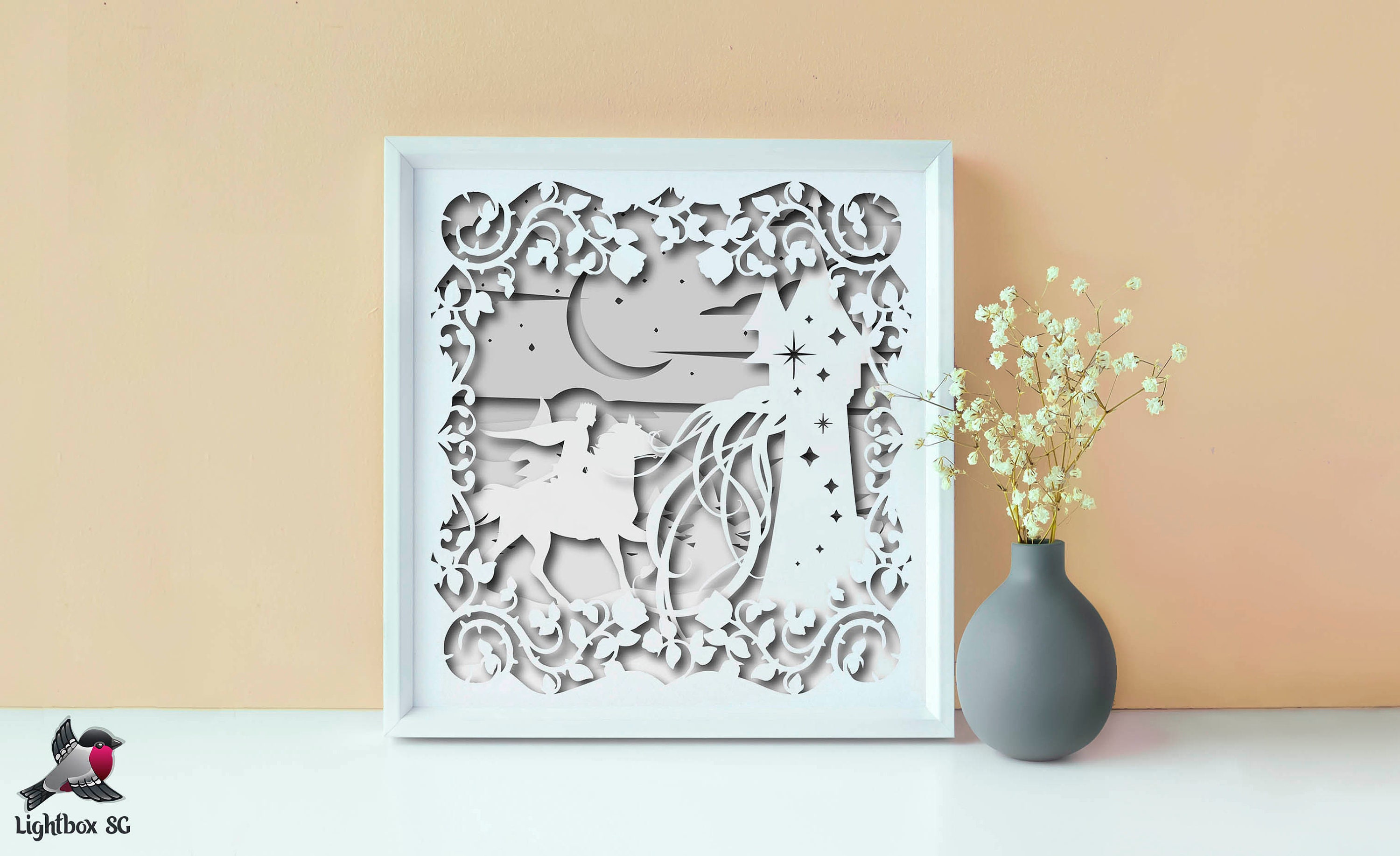 Rapunzel Fairytale Shadow Box SVG Template Long Hair Girl - Etsy