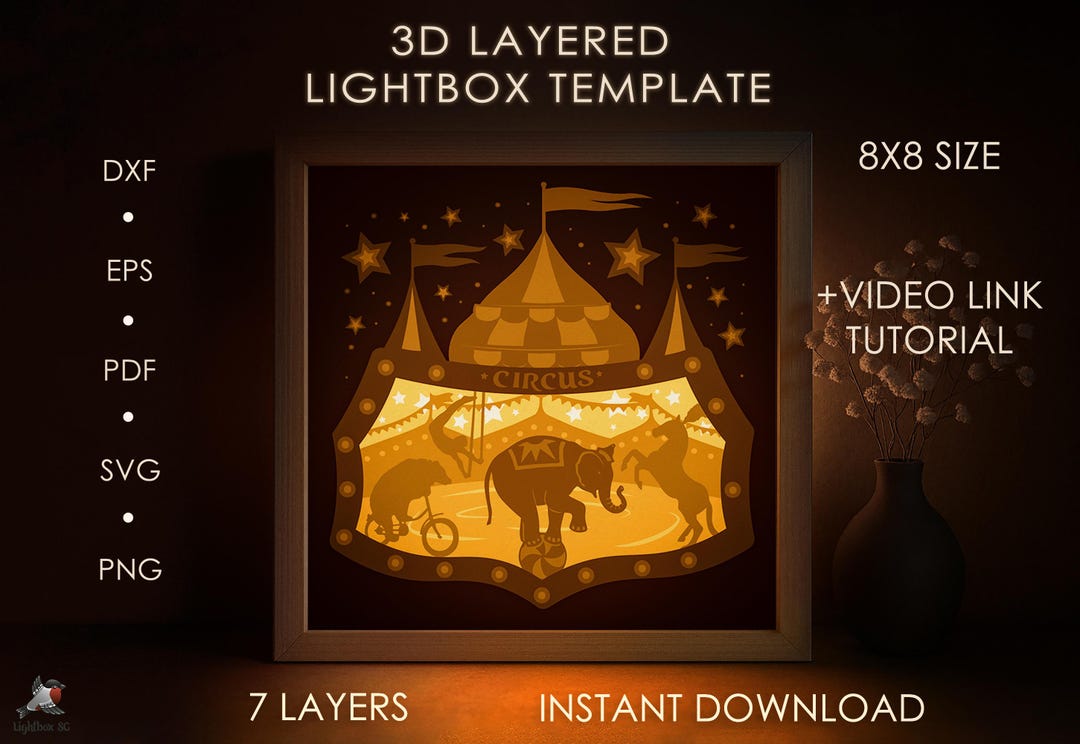 Fairytale Circus Shadow Box SVG Template, Animals Papercut Lightbox ...