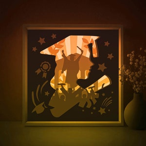 Graduation Shadow Box SVG Template, Graduate Girl Papercut Lightbox ...