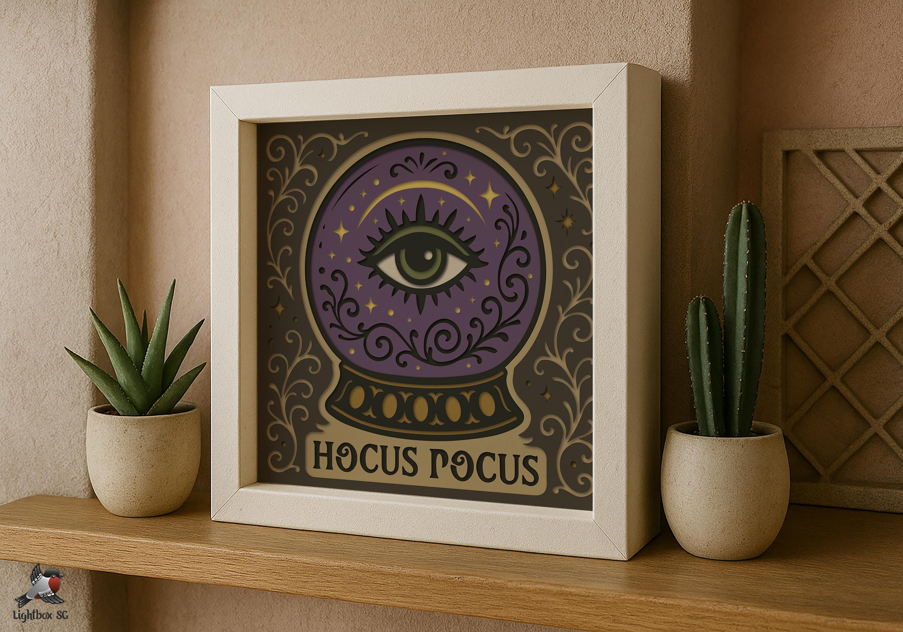 3D Halloween Shadow Box SVG Template Colored Crystal Ball Papercut ...