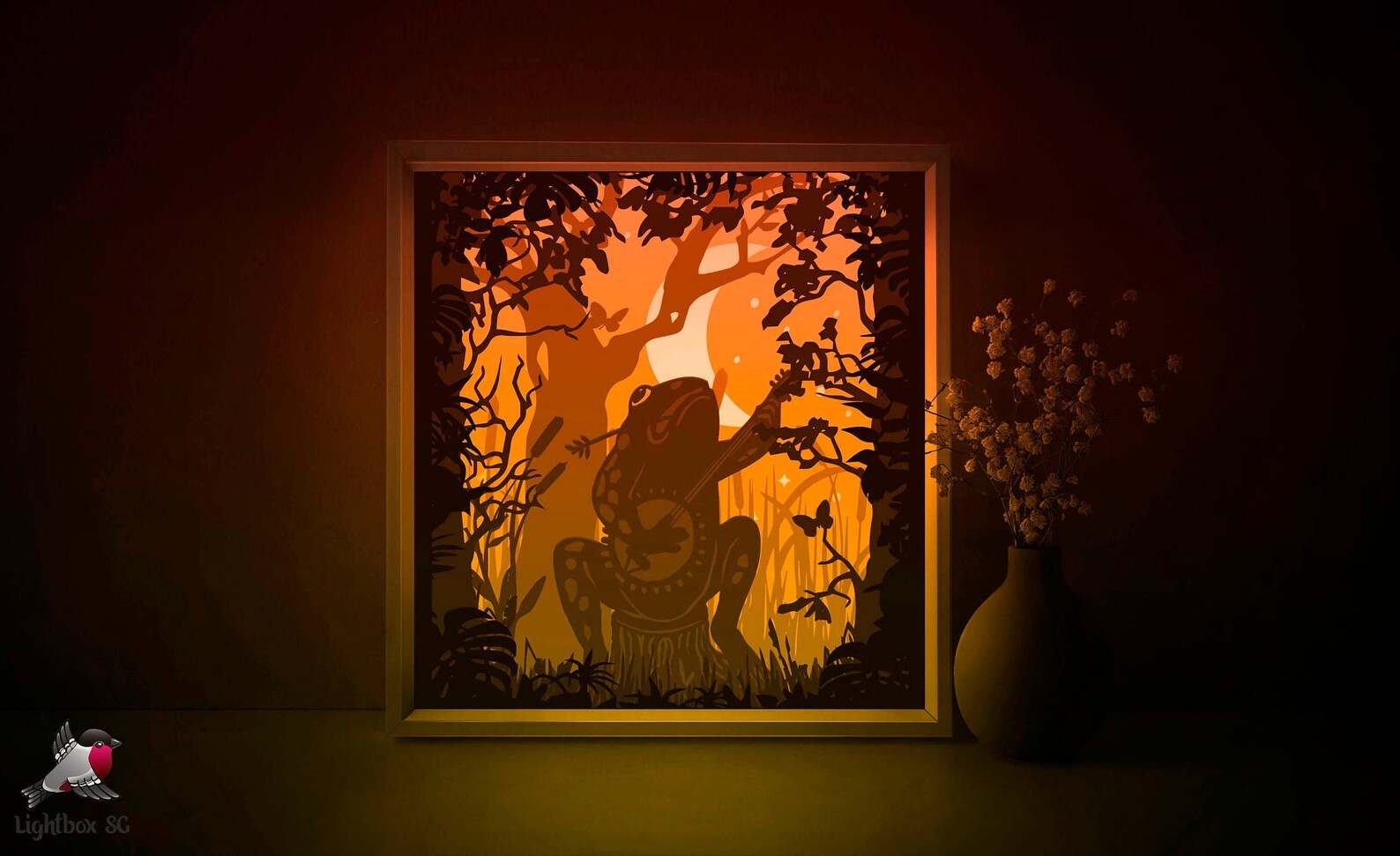 Music Frog Shadow Box SVG Template Bonjo Papercut Lightbox - Etsy