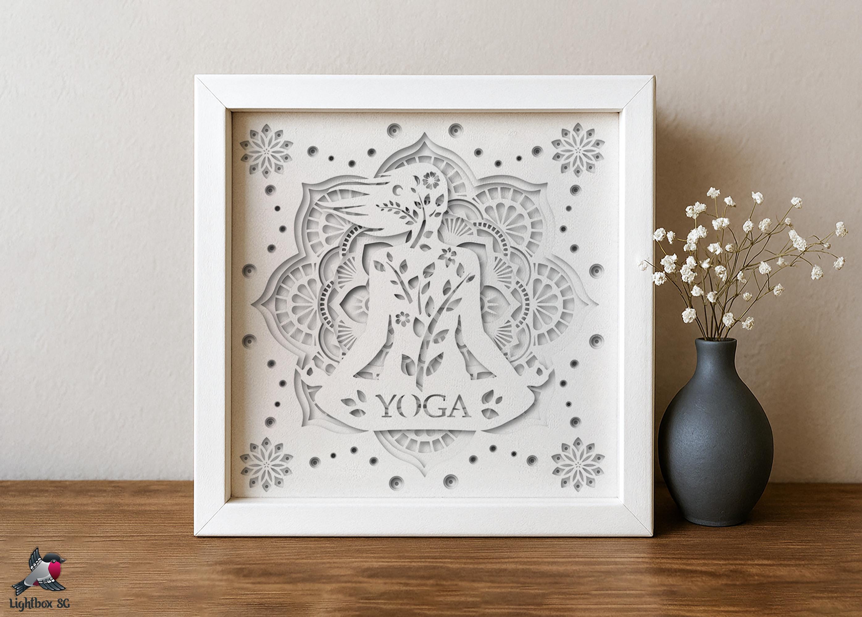 Yoga Mandala Shadow Box SVG Template, Meditation Papercut Lightbox ...
