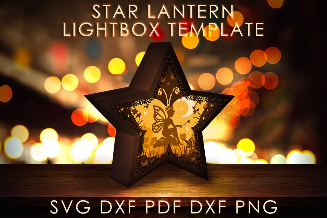 Forest Fairy Star Lantern Shadow Box SVG Template, Fairytale Papercut ...