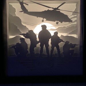 Military Army Shadow Box SVG Template, Soldiers War Papercut Lightbox ...