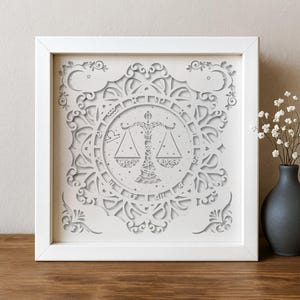 Zodiac Libra Shadow Box SVG Template, Astrological Signs Papercut ...