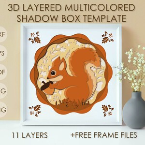 Forest Squirrel Shadow Box SVG Template, Baby Animal Colored Papercut ...