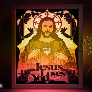 Jesus Christ Shadow Box SVG Template, Religion Papercut Lightbox Cricut ...