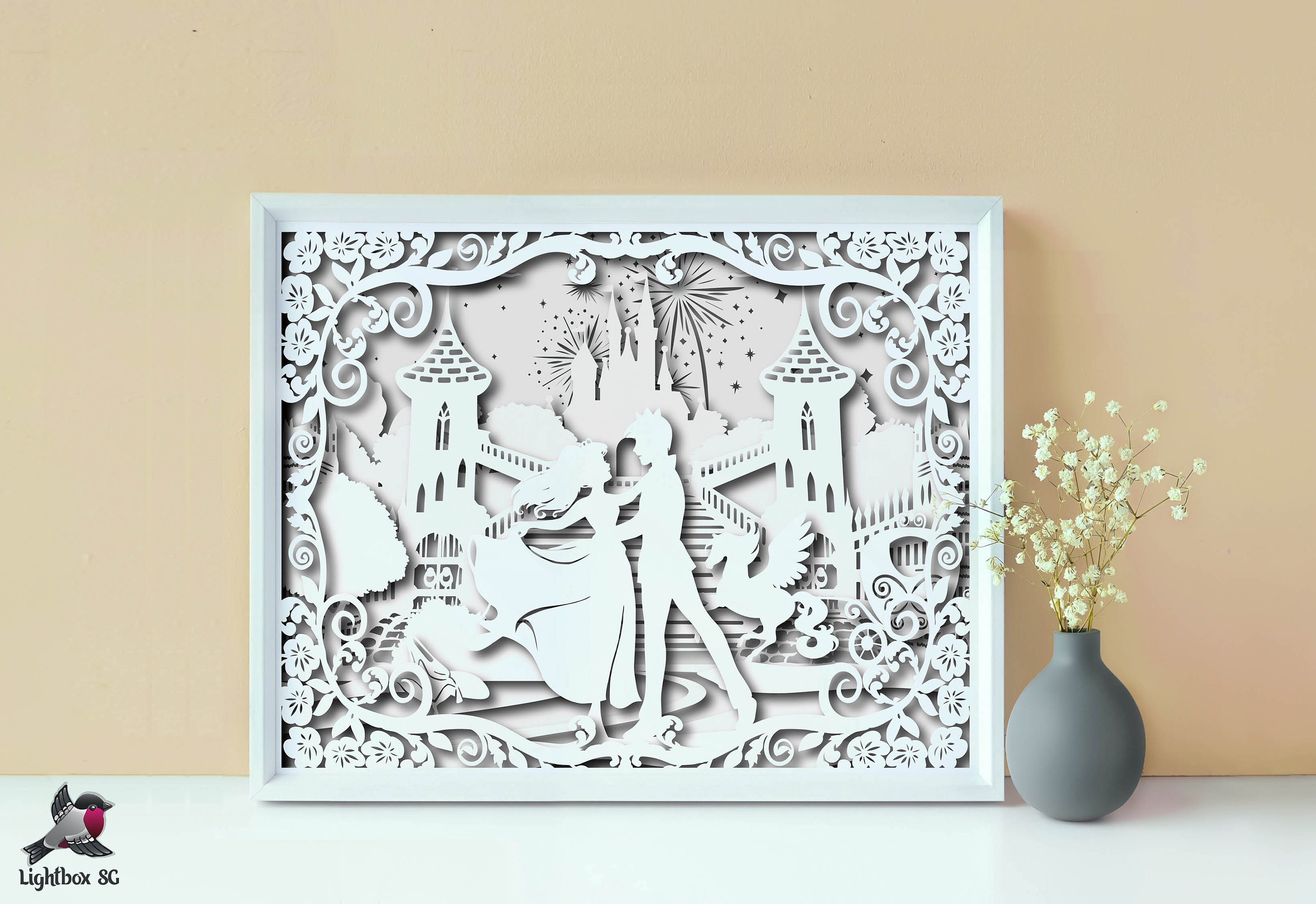 Cinderella Shadow Box SVG Template Princess Prince Papercut - Etsy
