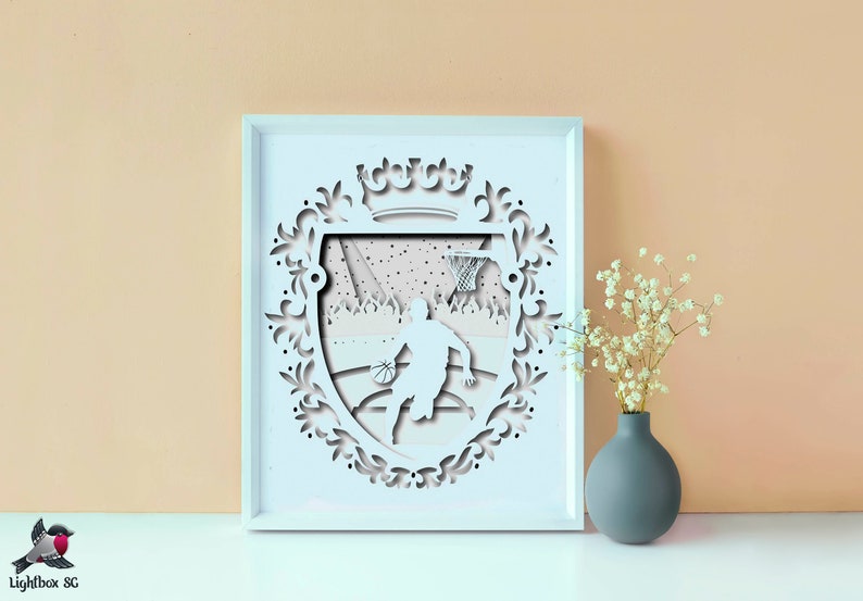 Basketball Sport Shadow Box SVG Template Silhouette Papercut - Etsy