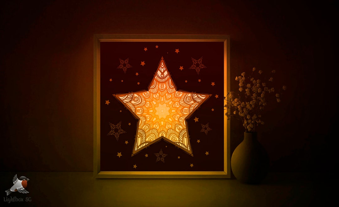 Mandala Star Shadow Box SVG Template, Fairytale Pattern Papercut ...