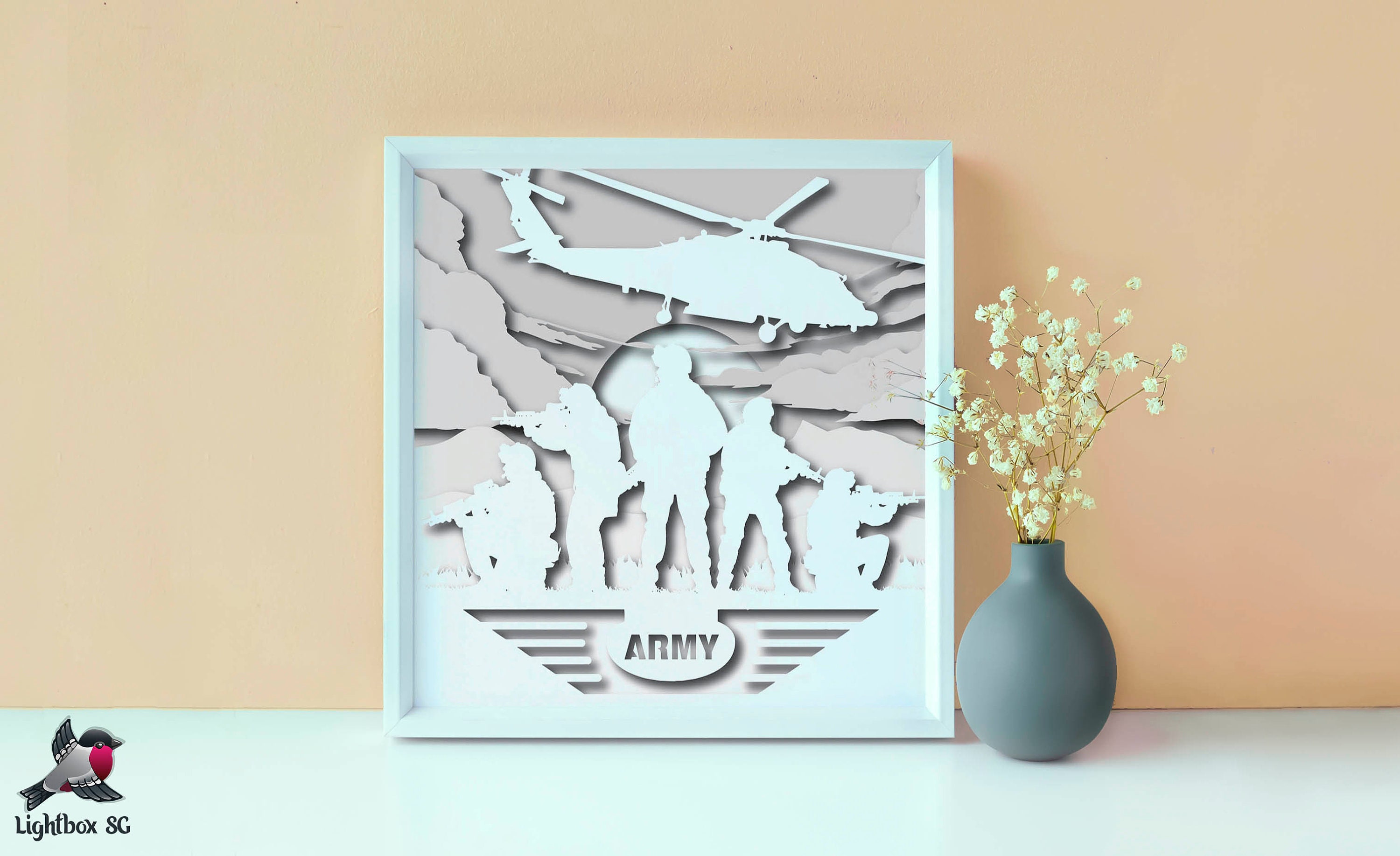 Military Army Shadow Box SVG Template Soldiers War Papercut - Etsy ...