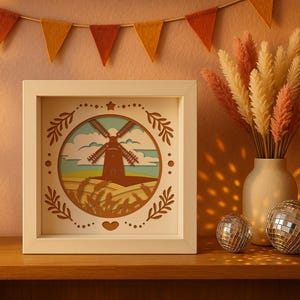 3D Mill Shadow Box SVG Template, Colored Papercut Country Farm Cricut ...