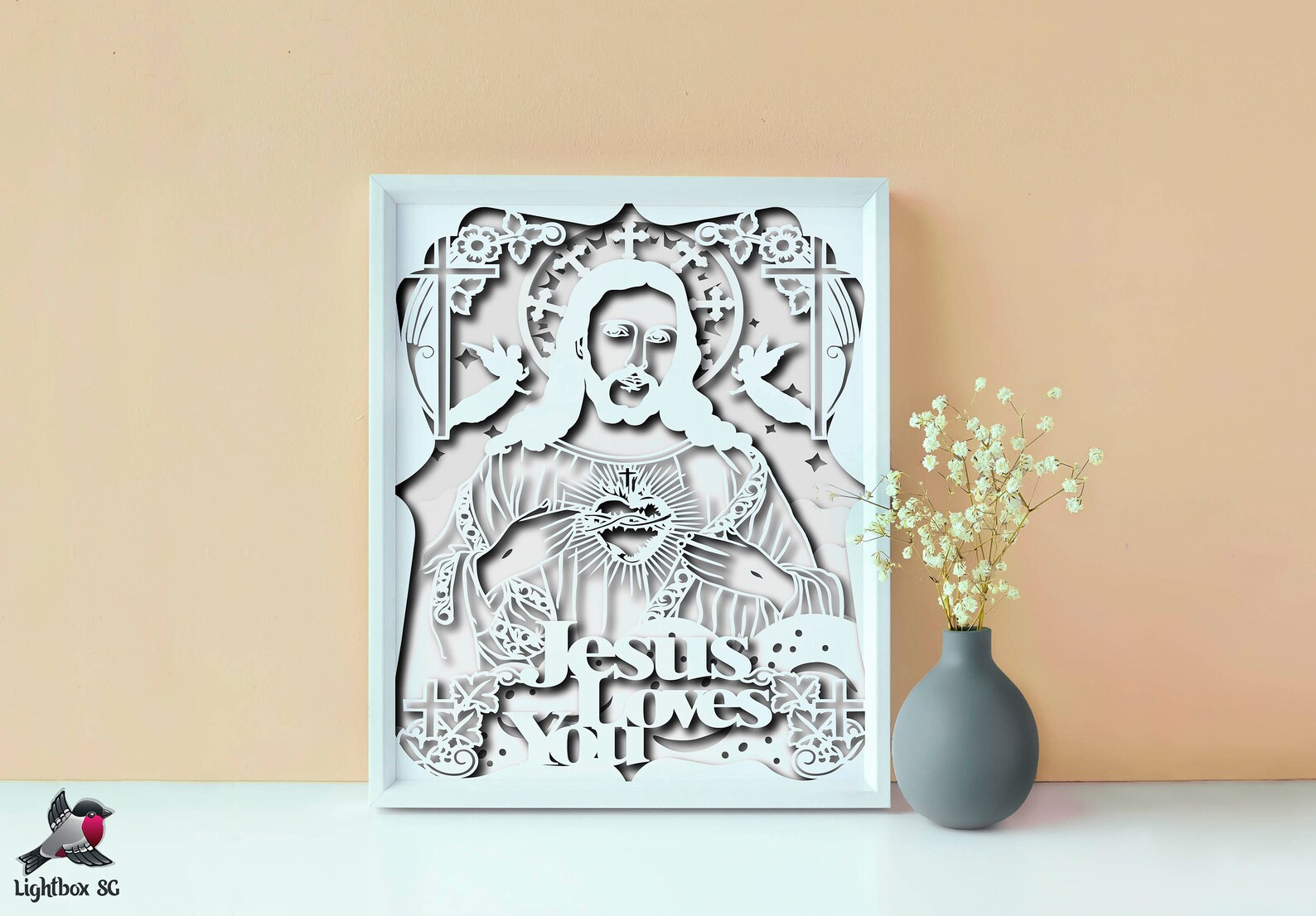 Jesus Christ Shadow Box SVG Template Religion Papercut - Etsy Australia