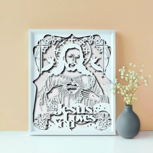 Jesus Christ Shadow Box SVG Template, Religion Papercut Lightbox Cricut ...