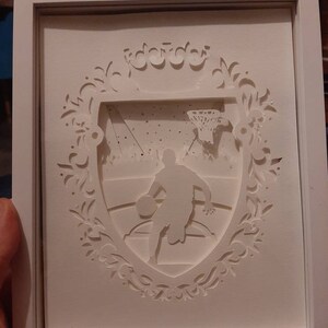 Basketball Sport Shadow Box SVG Template, Silhouette Papercut Lightbox ...