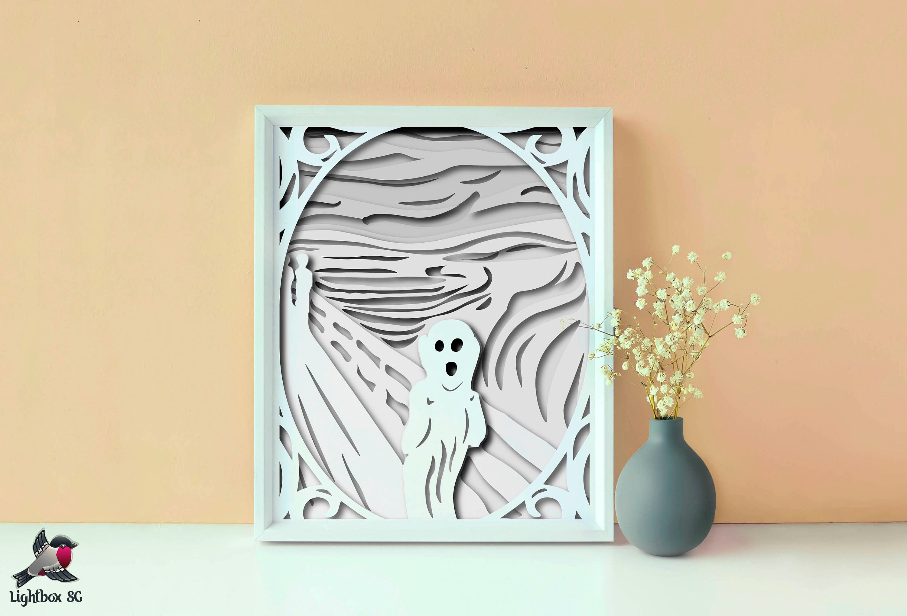 The Scream Shadow Box SVG Template Edvard Munch Art Papercut - Etsy