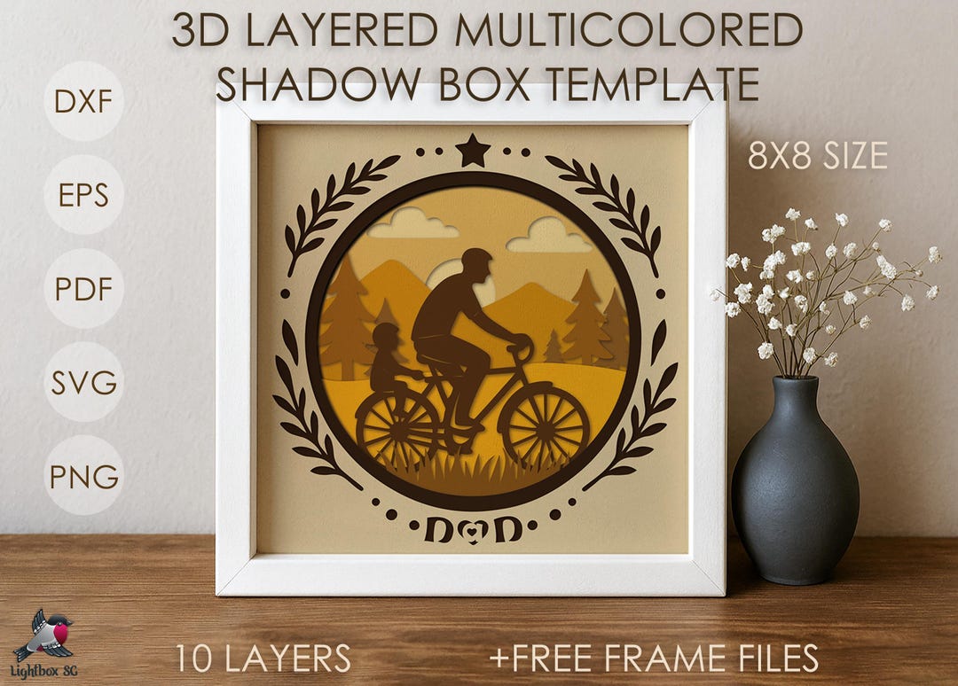 Happy Fathers Day Shadow Box SVG Template, Dad and Child Papercut ...