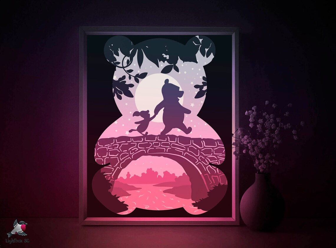 Winnie Fairytale Shadow Box SVG Template Piglet Friend - Etsy