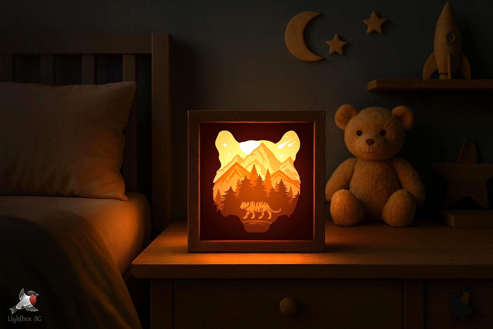 Wild Animal Shadow Box SVG Template, Bear Tiger Papercut Lightbox ...