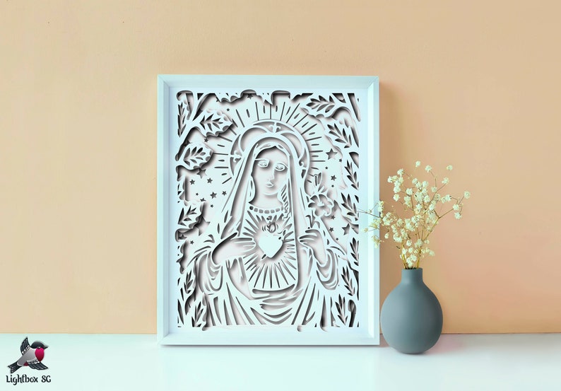 Ave Maria Shadow Box SVG Template Mary Virgin Papercut - Etsy