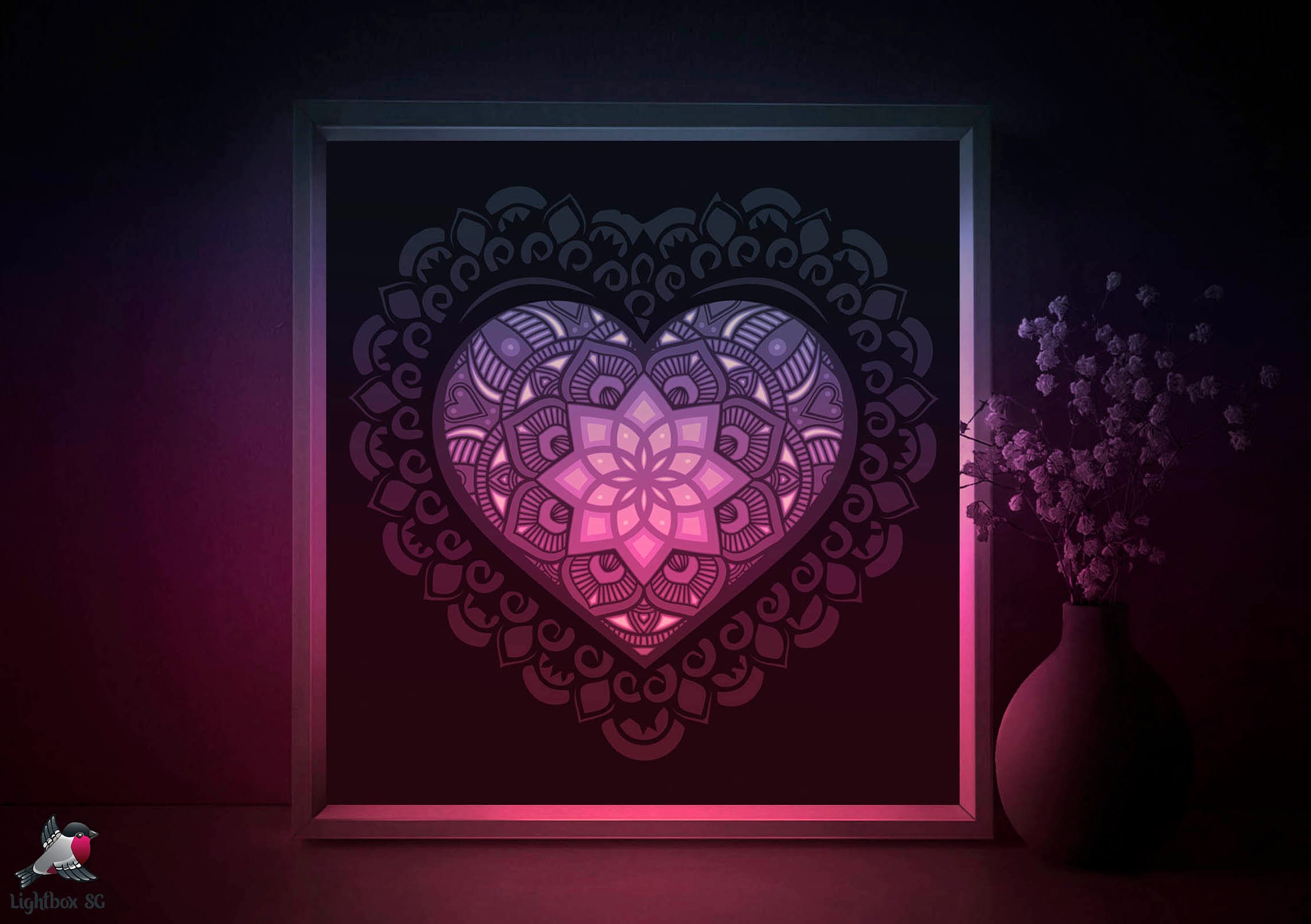 Heart Mandala Shadow Box SVG Template Multilayered Papercut - Etsy