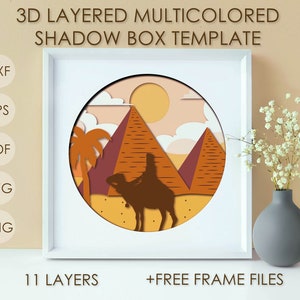 Egyptian Pyramids Shadow Box SVG Template, Egypt Colored Papercut ...