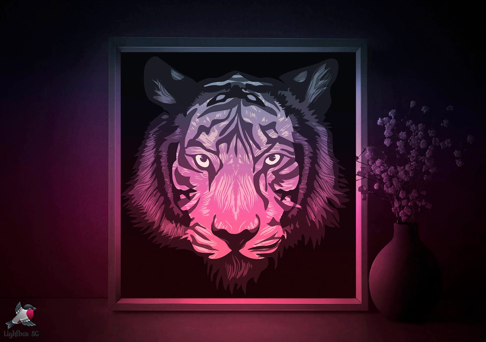 Animal Tiger Shadow Box SVG Template Big Cat Papercut | Etsy