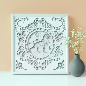Zodiac Leo Shadow Box SVG Template, Astrological Signs Papercut ...