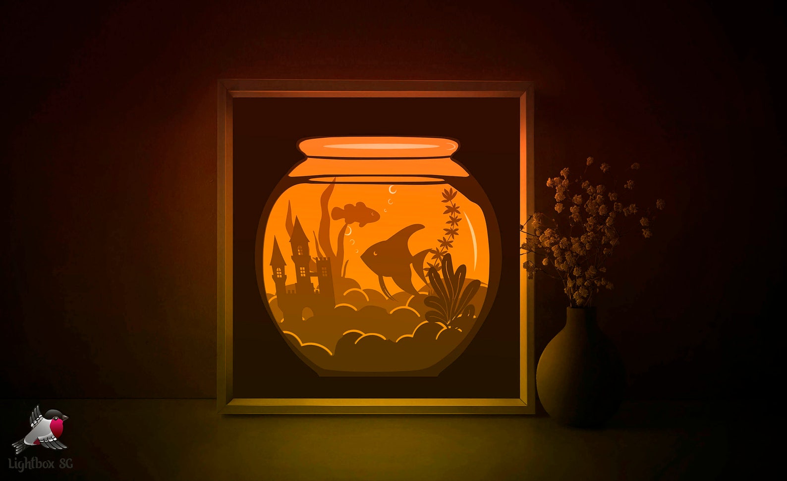 Aquarium Fish Shadow Box SVG Template Papercut Lightbox - Etsy