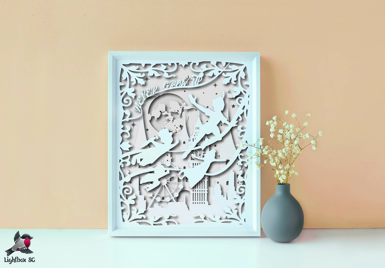 Peter Pan Fairytale Shadow Box SVG Template Never Grow up - Etsy