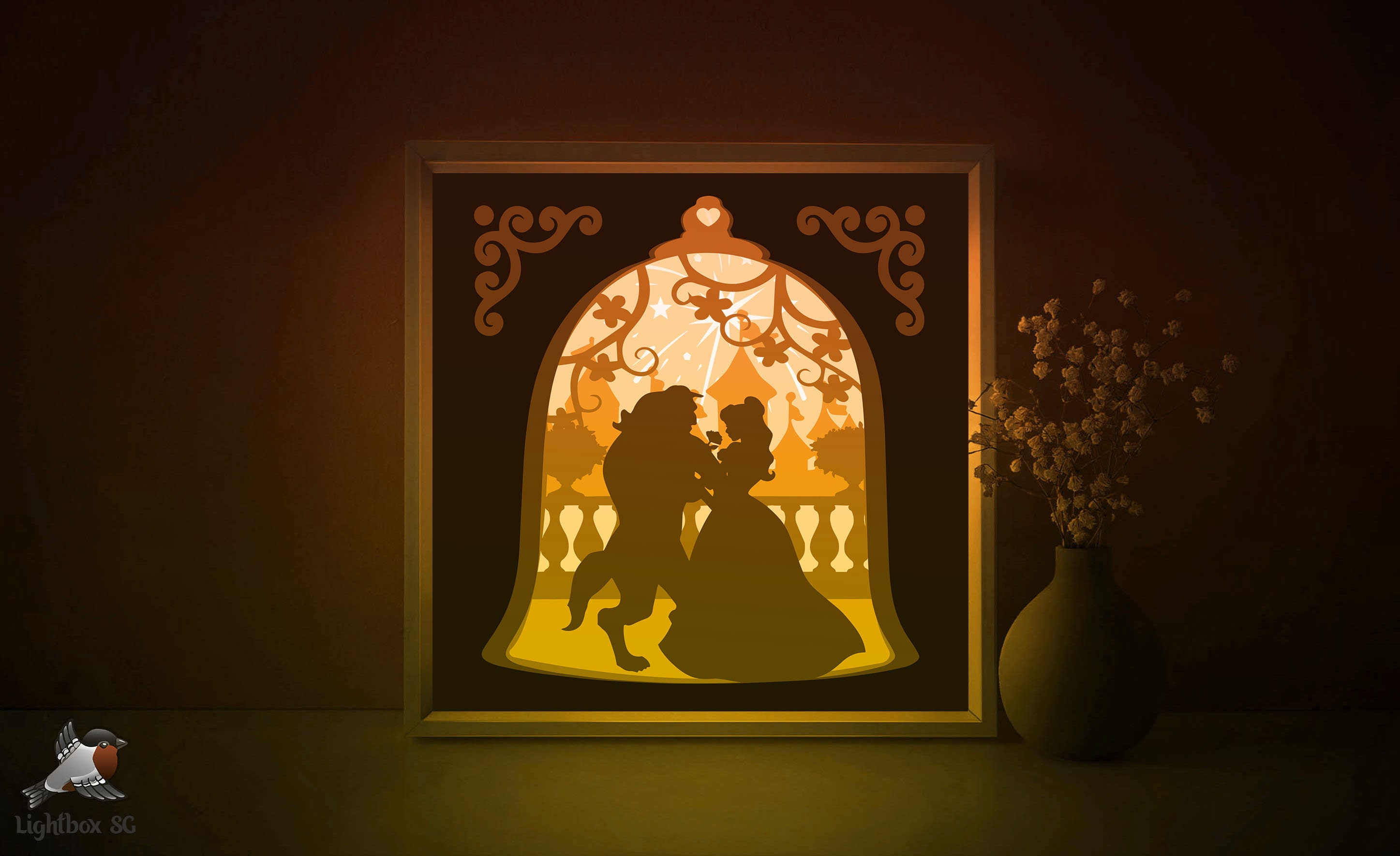 Beauty and the Beast Shadow Box SVG Template Love Fairytale - Etsy UK