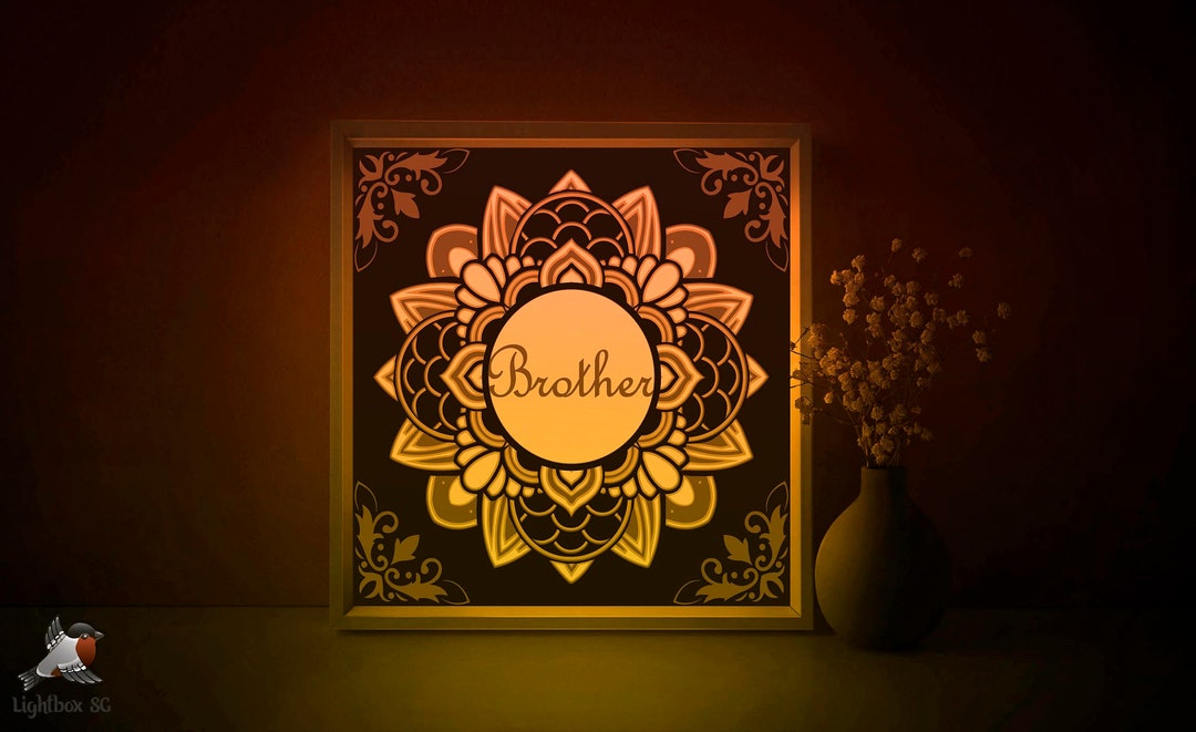 Brother Shadow Box SVG Template, Mandala Flower Pattern Papercut ...