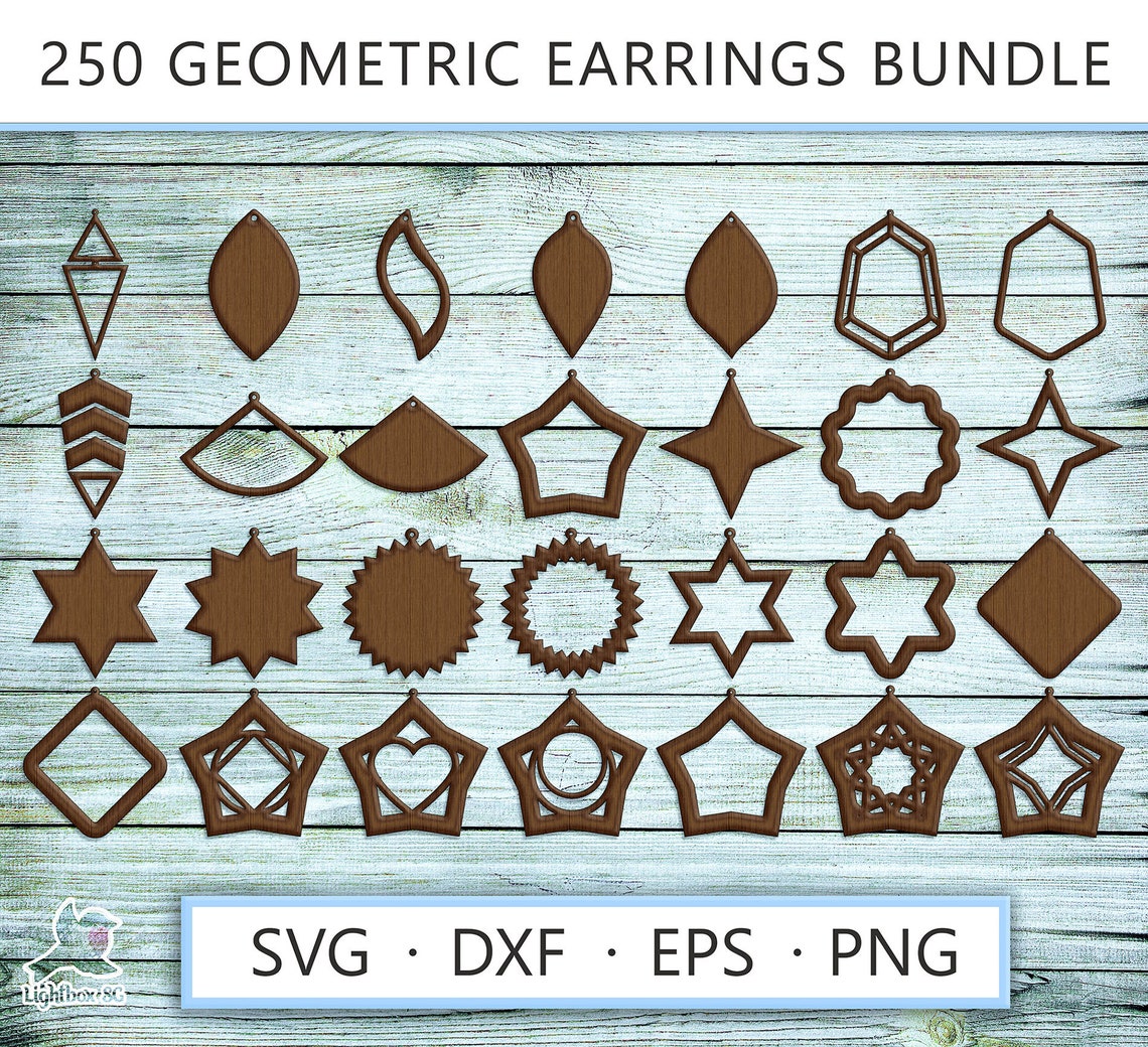 250 Geometric Earrings SVG Bundle Png DXF Eps Laser Cut - Etsy