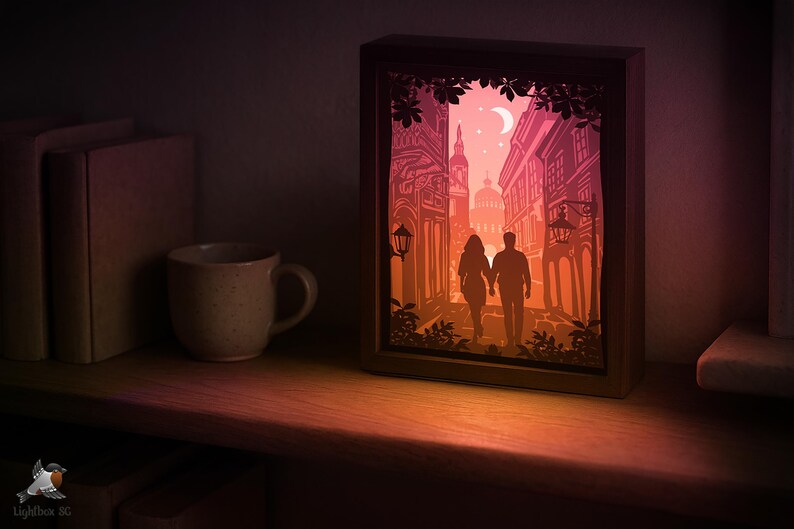 Old Europe Shadow Box SVG Template, Love Couple Papercut Lightbox ...