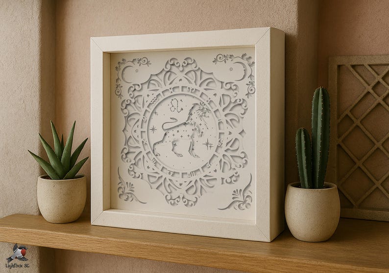 Zodiac Leo Shadow Box SVG Template, Astrological Signs Papercut ...