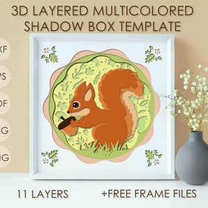 Forest Squirrel Shadow Box SVG Template, Baby Animal Colored Papercut ...
