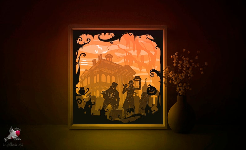 Halloween Ghosts Shadow Box SVG Template Haunted House - Etsy