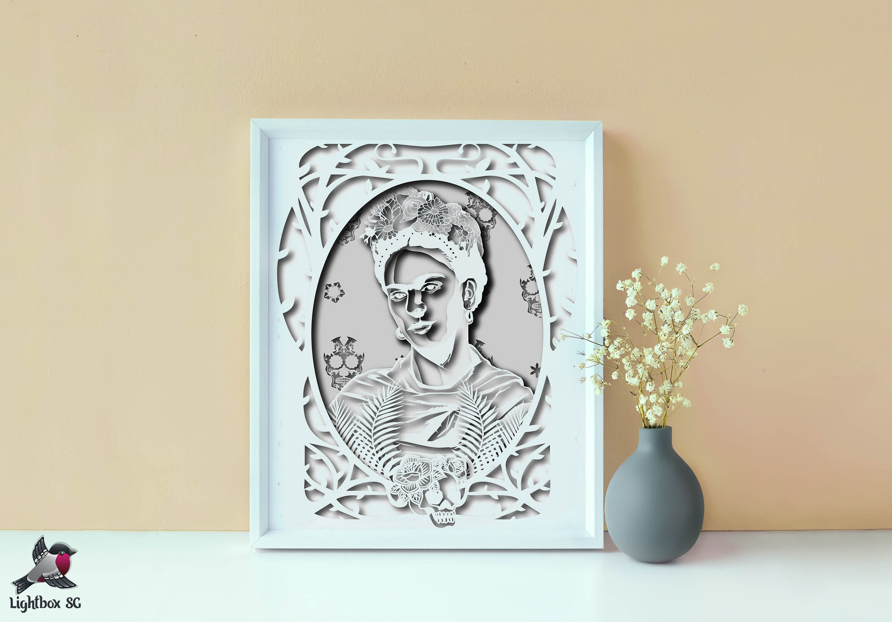 Frida Kahlo Shadow Box SVG Template Famous Artist Papercut - Etsy UK