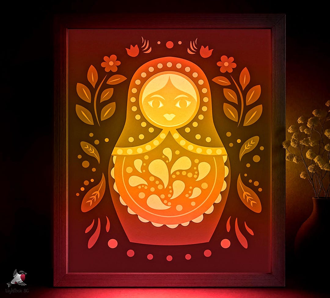 Matryoshka Doll Shadow Box SVG Template, Papercut Lightbox Cricut SVG ...