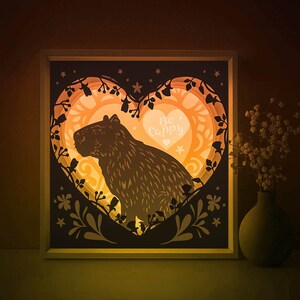 Capybara Shadow Box SVG Template, Animal Papercut Lightbox Cricut SVG ...