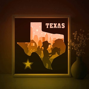 Texas Shadow Box SVG Template, State Map Papercut Lightbox Cricut SVG ...