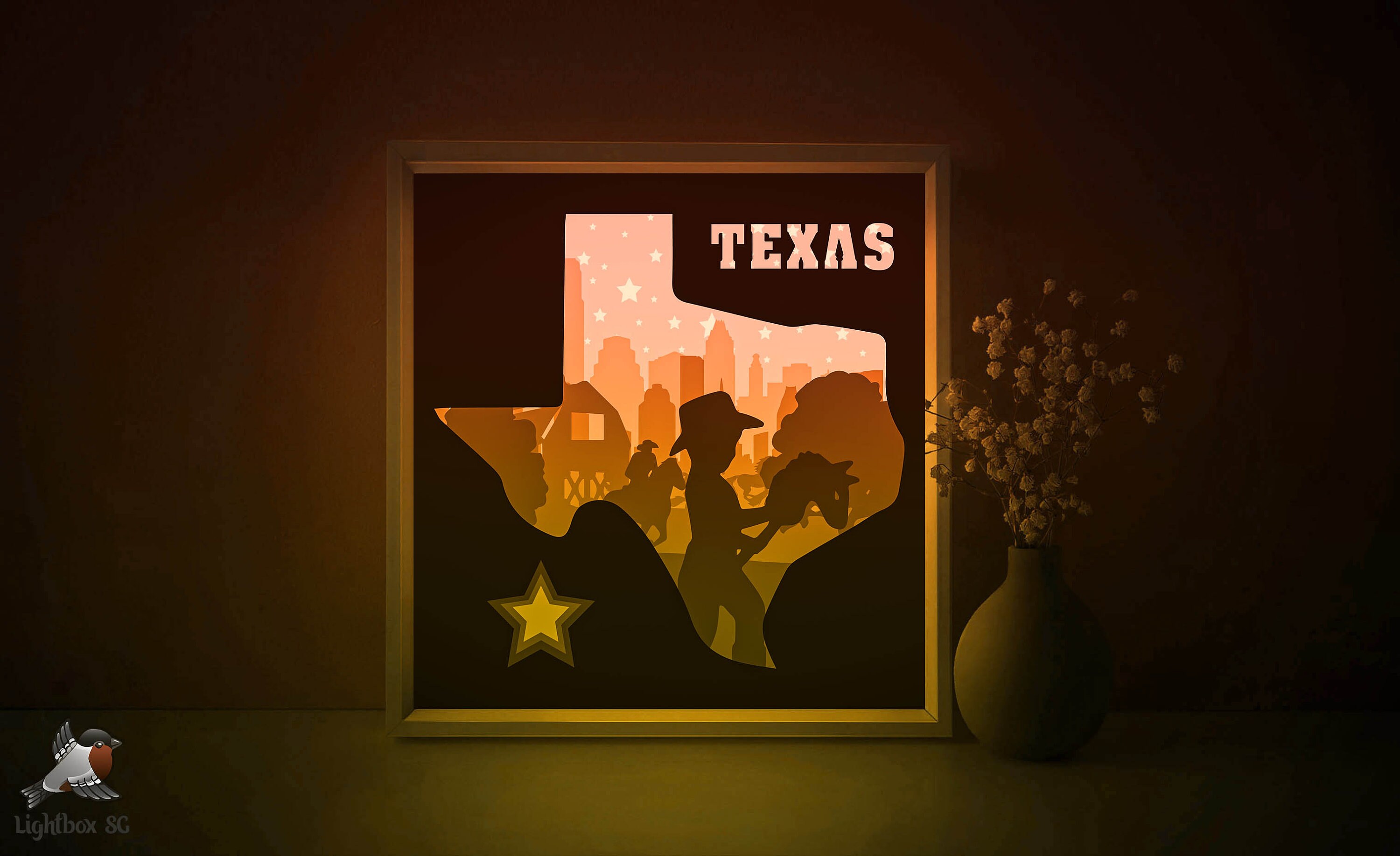 Texas Shadow Box SVG Template State Map Papercut Lightbox - Etsy Canada