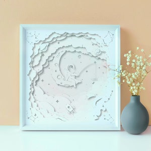 Space Cosmonaut Shadow Box SVG Template, Star Astronaut Papercut ...