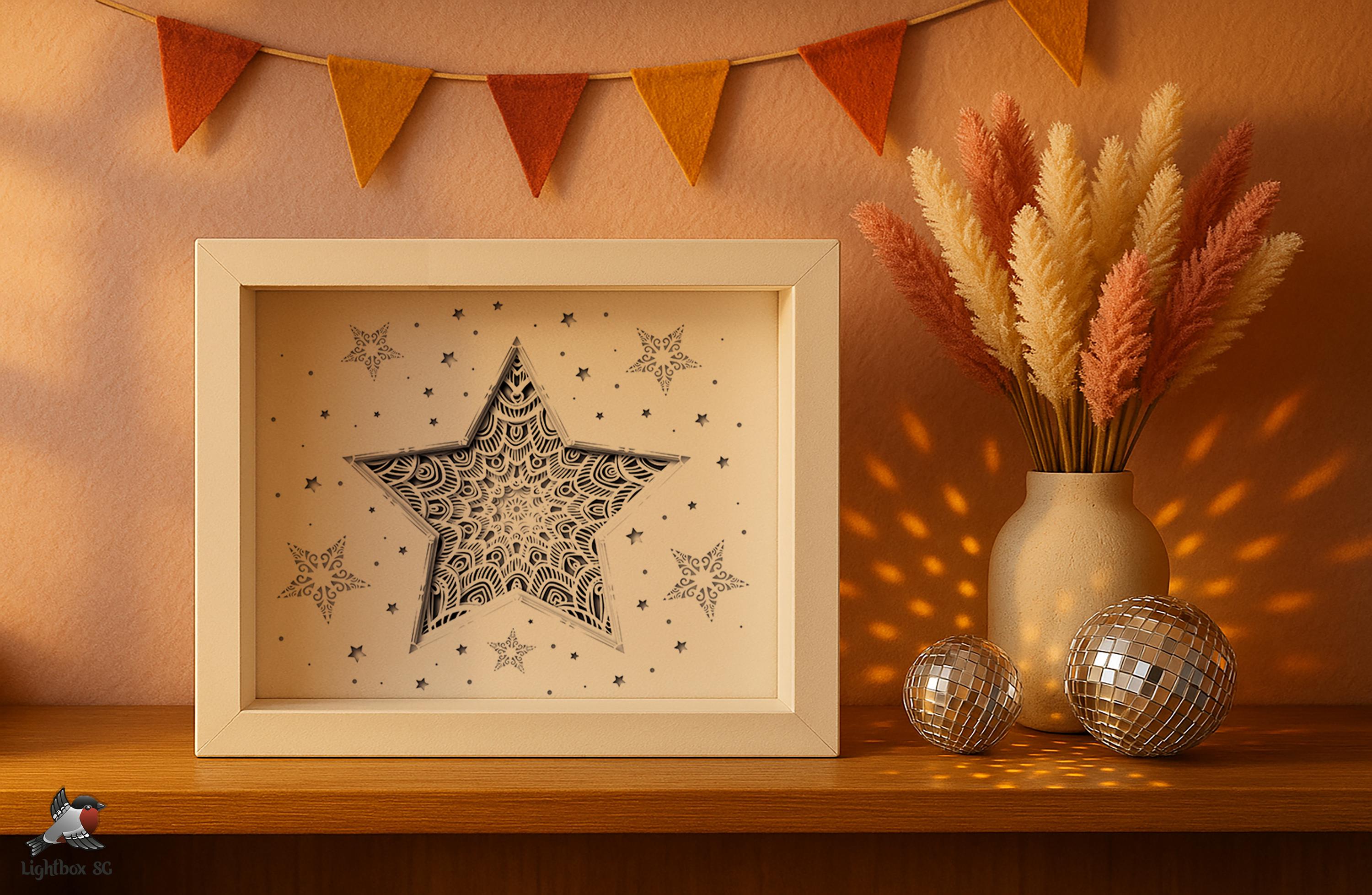 Mandala Star Shadow Box SVG Template, Fairytale Pattern Papercut ...