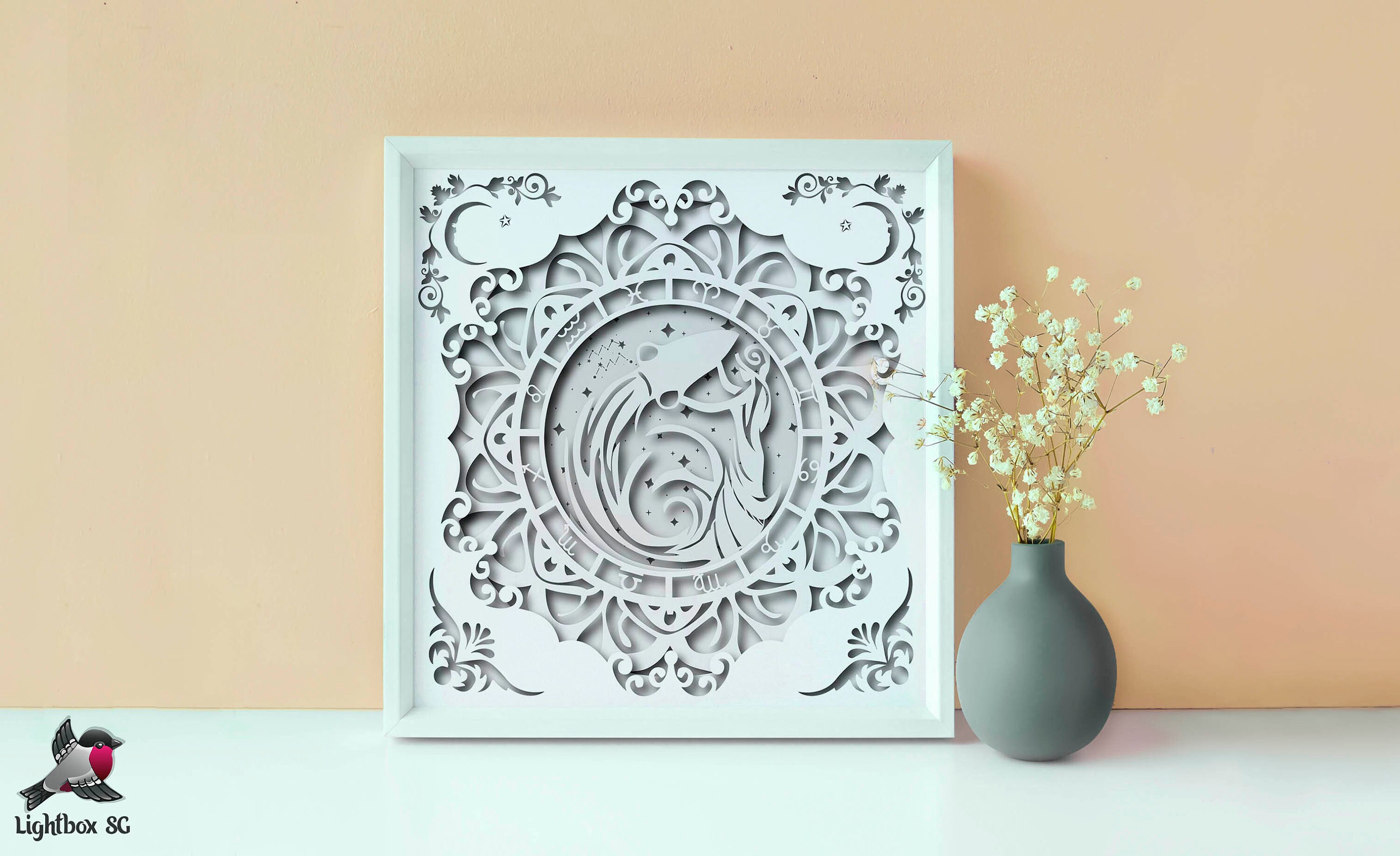 Zodiac Aquarius Shadow Box SVG Template Astrological Signs - Etsy
