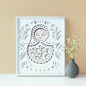Matryoshka Doll Shadow Box SVG Template, Papercut Lightbox Cricut SVG ...