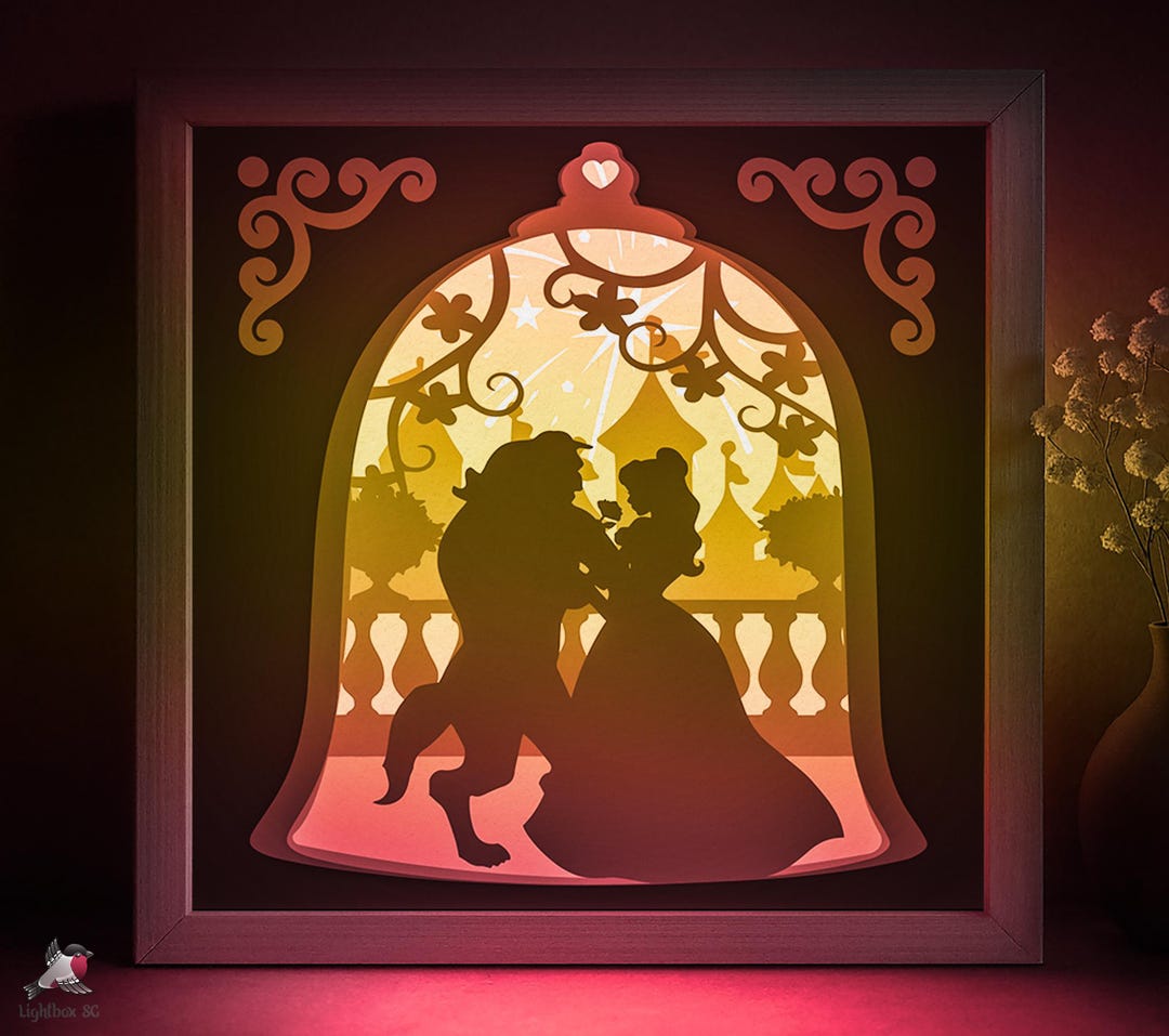Beauty and the Beast Shadow Box SVG Template, Love Fairytale Papercut ...