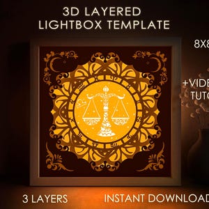Zodiac Libra Shadow Box SVG Template, Astrological Signs Papercut ...