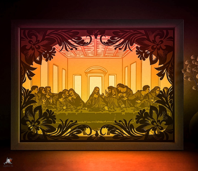 Last Supper Shadow Box SVG Template, Da Vinci Papercut Lightbox Cricut ...